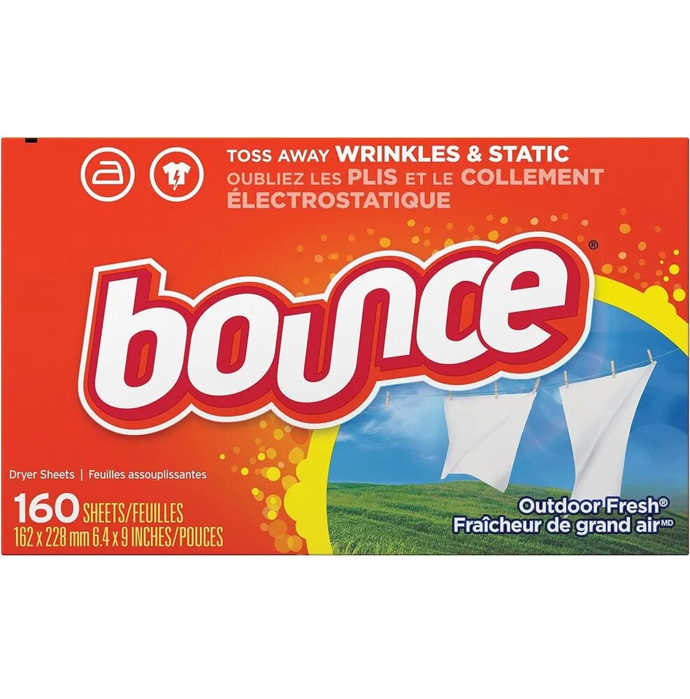 Bounce Сушильные листы салфетки для сушки белья сушильных машин, кондиционер смягчения ткани, аромат свежести, 160 листов