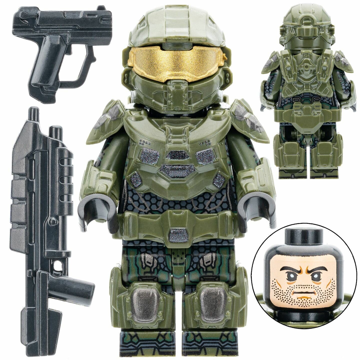 Коллекционные минифигурки Мастер Чиф из игры Halo, оружием, совместим с лего