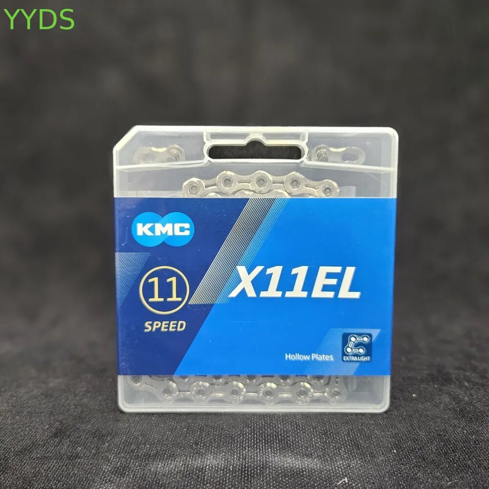 Эксклюзивная 11скоростная цепь KMC X11EL на 118 звеньев с замком, серебристая