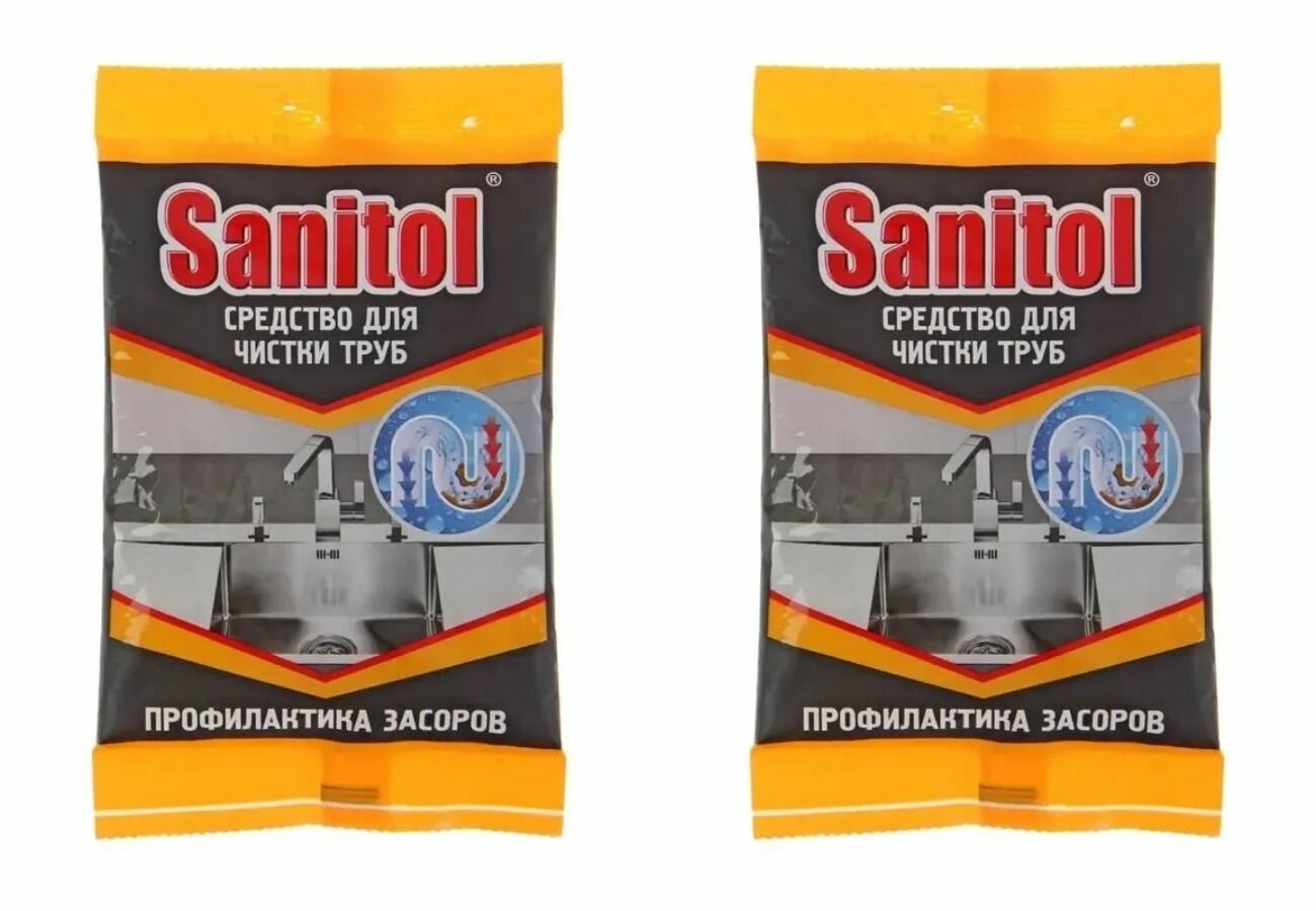 Selena Sanitol Антизасор для прочистки труб, 90 г, 2 шт