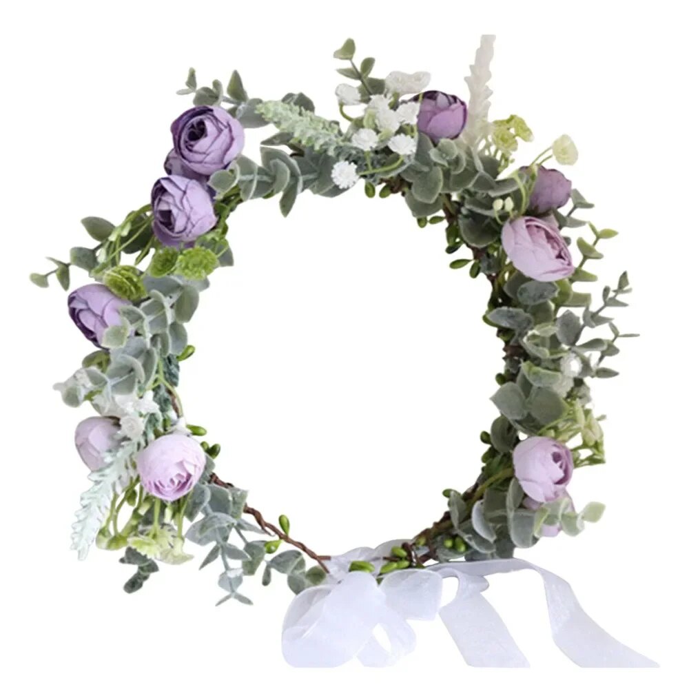 Сиреневая цветочная венок на голову, Purple
