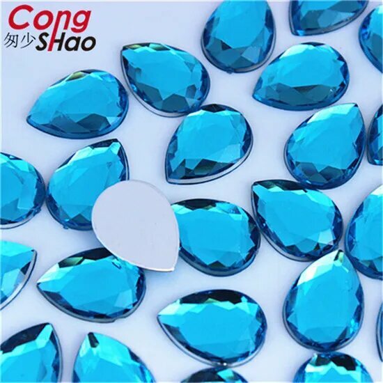 Стразы акриловые Cong Shao 200 шт, 13*18 мм, разноцветные Голубой, Sky Blue