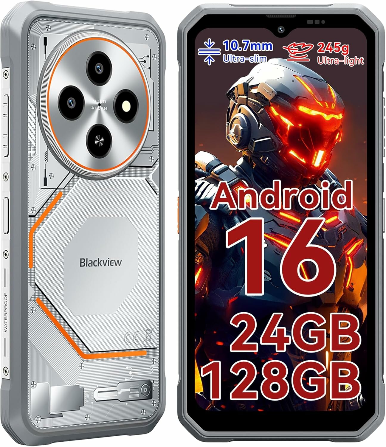 Blackview Fort 2 — защищенный телефон на Android 16, 24 (8+16) ГБ, 128 ГБ памяти, 6,56-дюймовый HD-экран.