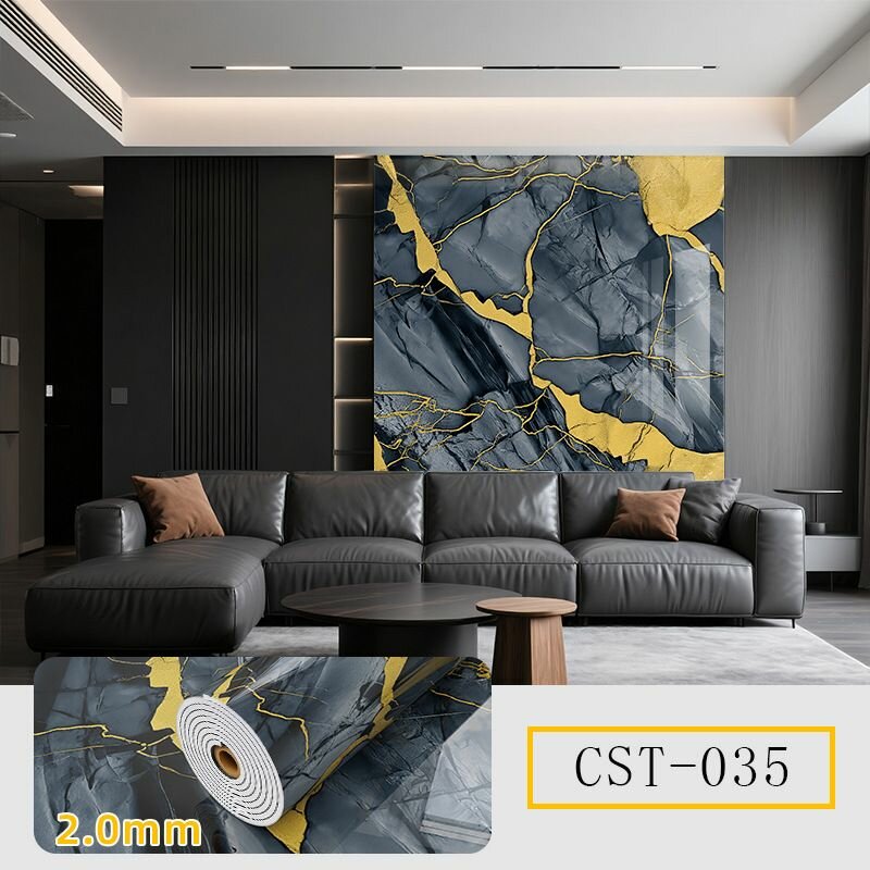 3 рулона самоклеящихся обоев (имитация мрамора/керамической плитки), утолщенных, водонепроницаемых и огнеупорных, для большинства стен,3,1.8, золотой, черно-серый