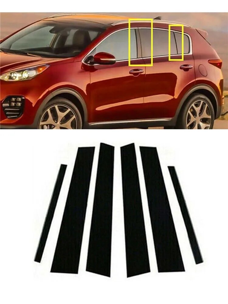 Молдинг автомобильный, 6 шт. для Kia Sportage 2017-2022, черный, ABS пластик
