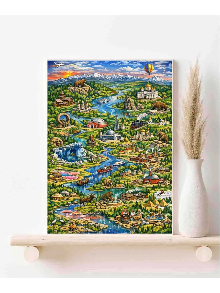 Пермский край, Россия, Fantasy Map, Карта, Плакат 30x42см