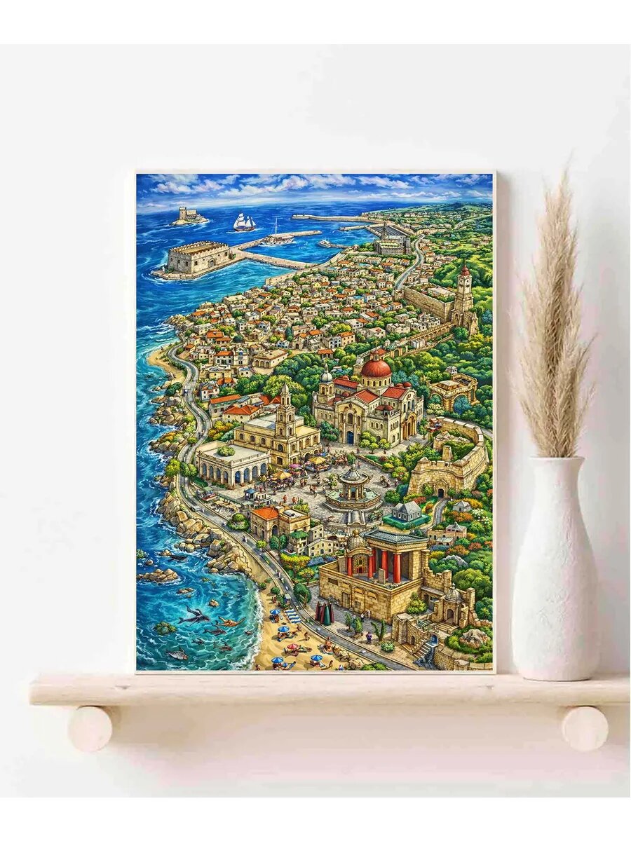Ираклион, Греция, Fantasy Map, Карта, Плакат 30x42см