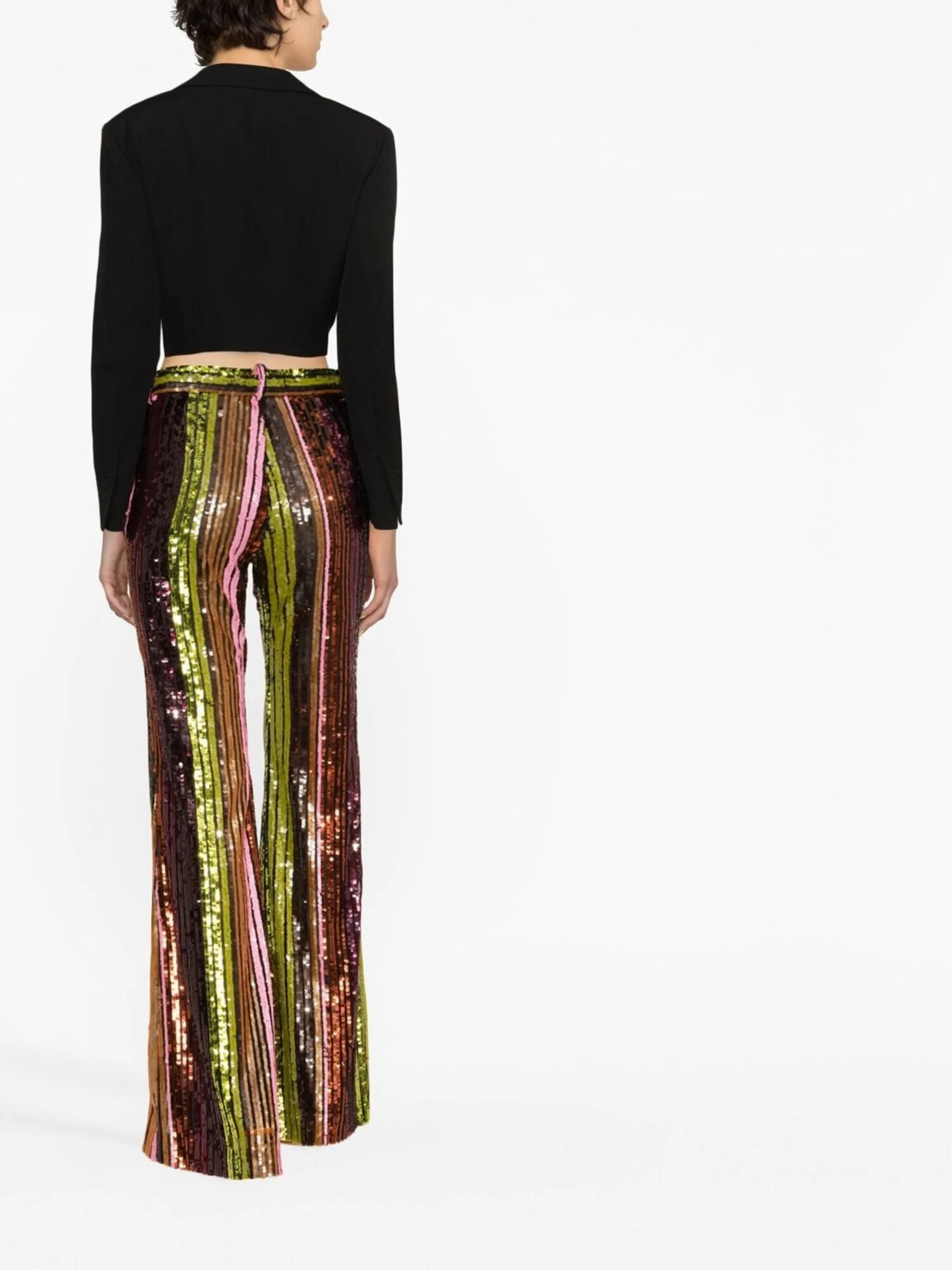 Брюки DSQUARED2 Striped sequin flared trousers, размер 42, orange — фото 1
