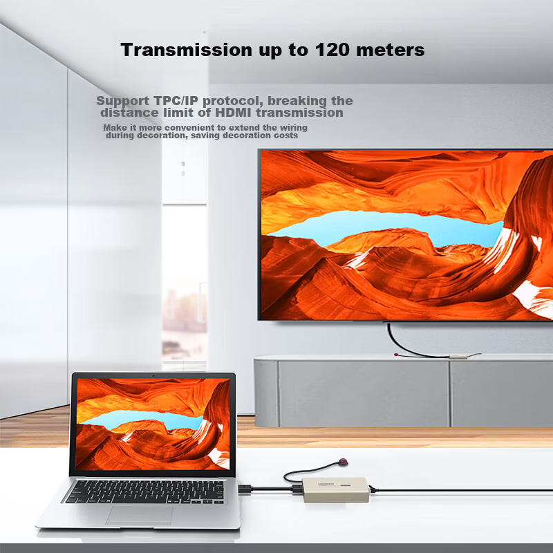 UGREEN HDMI Extender 120 м HDMI в RJ45 Конвертер для передачи 1080P HD видео по одному кабелю Модель：120 м/1080P