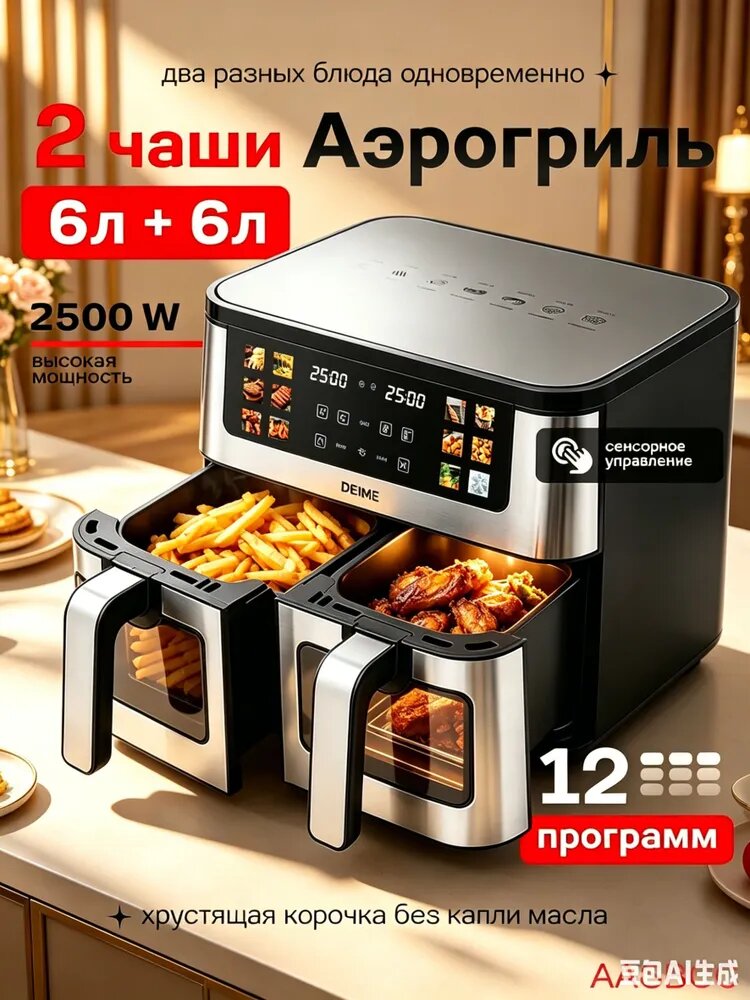 Аэрогриль аэрогриль, серебристый