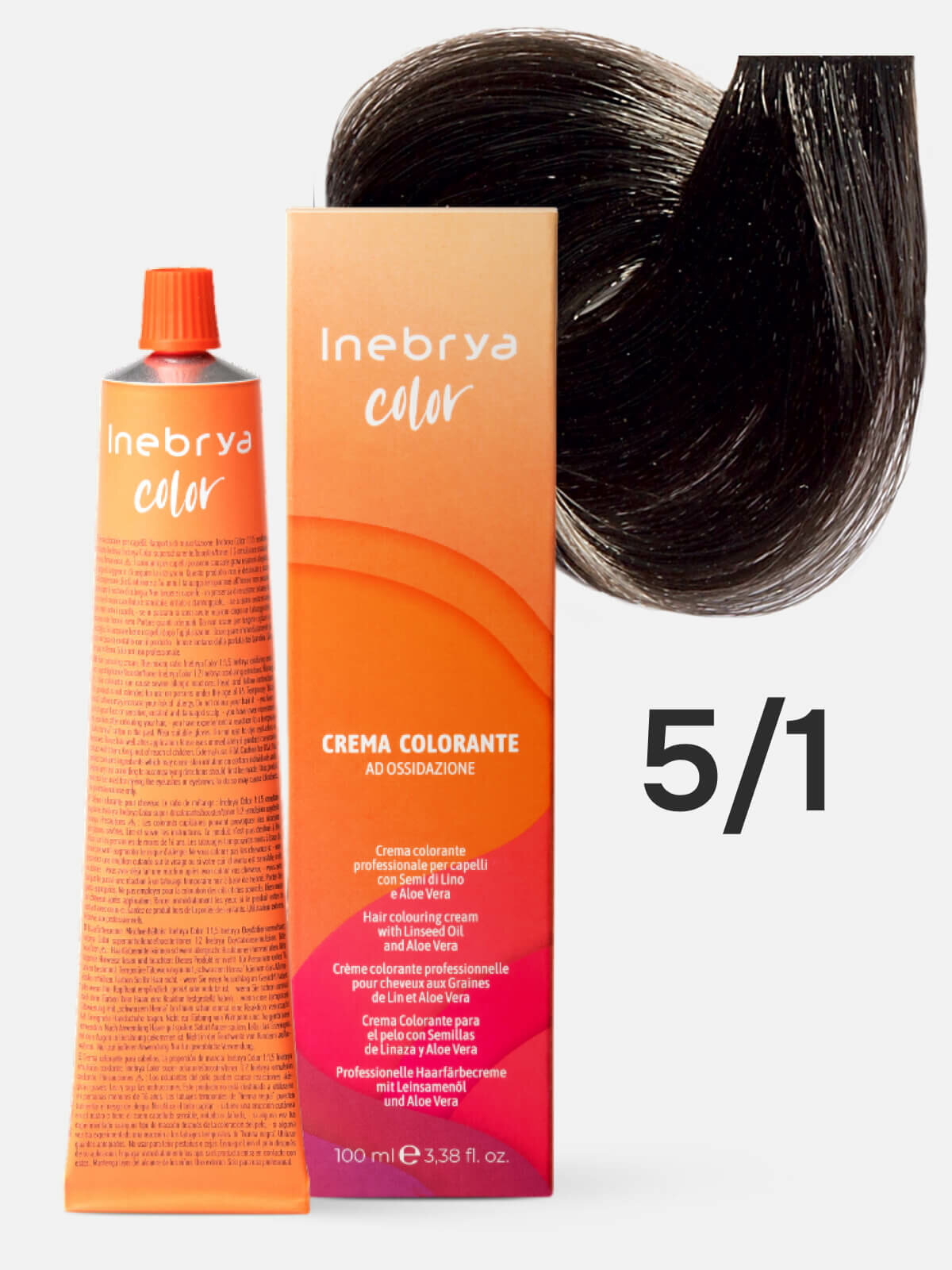 Крем - краска для волос профессиональная Inebrya Color Professional 5/1 Светлый каштановый Пепельный, 100 мл