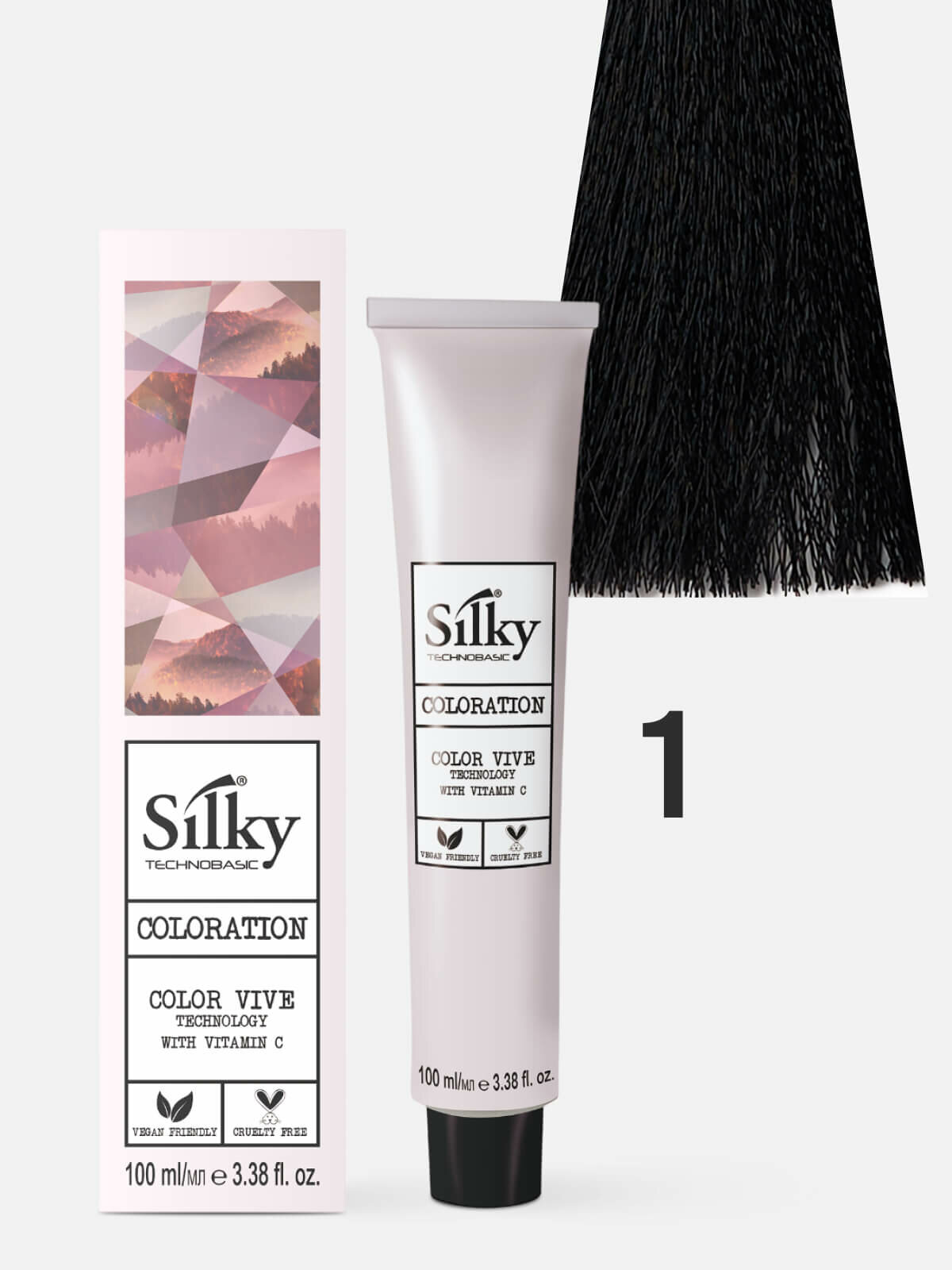 Крем - краска для волос профессиональная Silky Color Vive/Ultralift 1 Черный, 100 мл