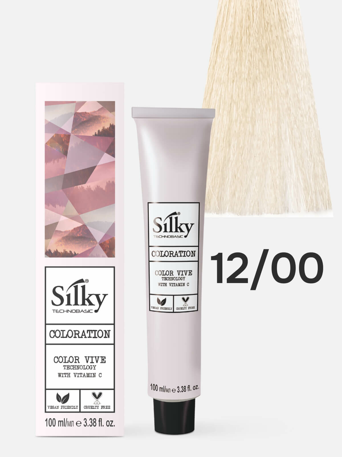 Крем - краска для осветления волос профессиональная Silky Color Vive/Ultralift 12/00 Суперосветляющий блонд Светлый натуральный, 100 мл
