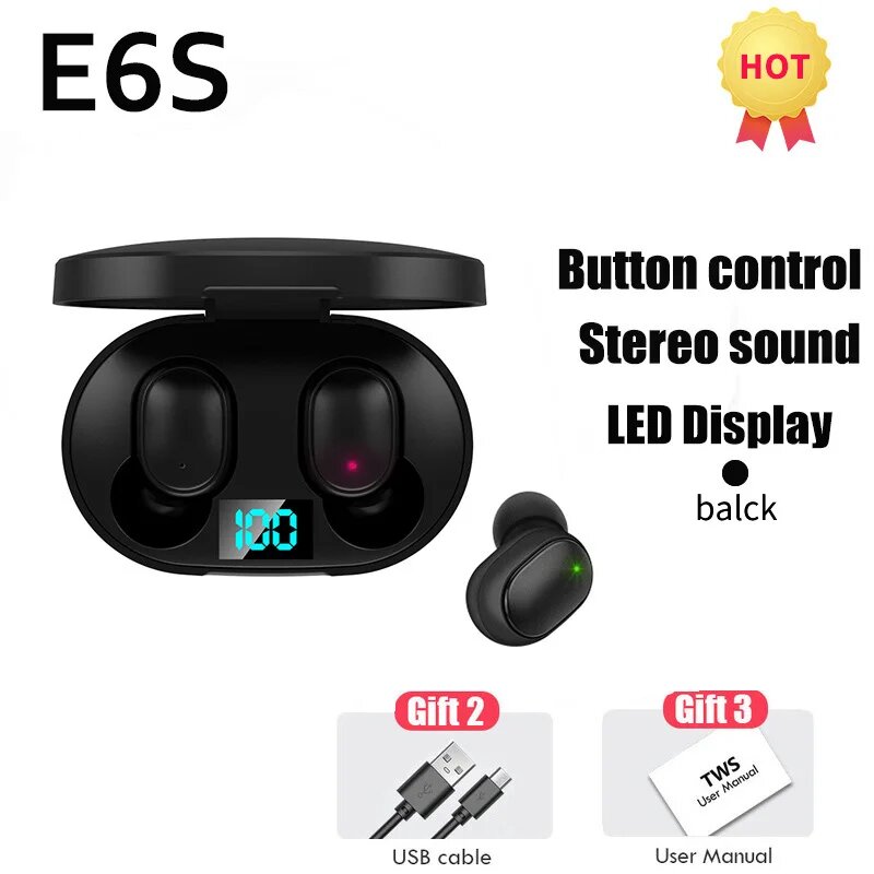 Беспроводные наушники KAFNHCKA E6S TWS Черный, Black