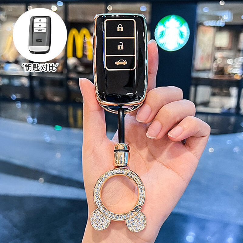 Чехол для ключей автомобиля Acura черного цвета с золотым деловым замком для моделей CDX/RDX/MDX/TLX-L/NSX, премиум