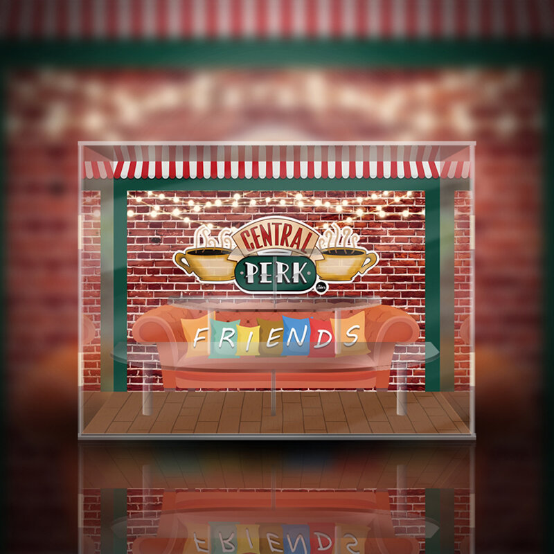 POPMART Friends Reunion Series Акриловый стенд для коллекции с печатным рисунком на задней стороне, сборная