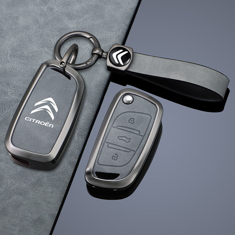 Ключевой чехол для Citroen C Series в глубоком сером с квадратным замком, премиум-упаковка в коробке для ключей