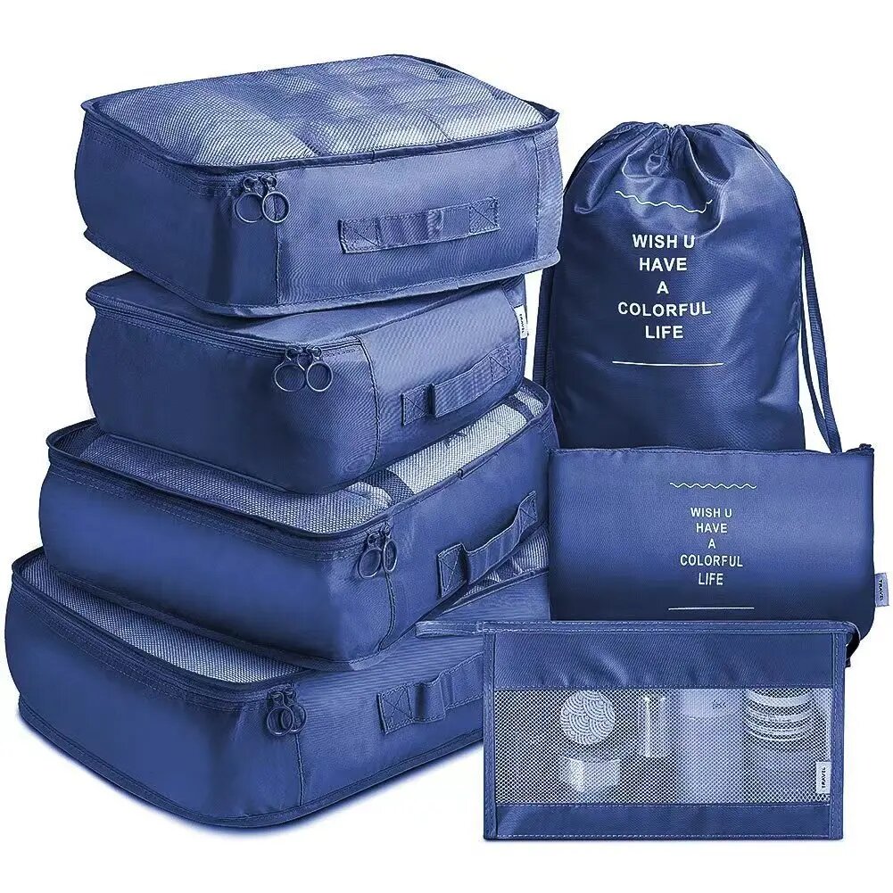 Набор из 7 складных органайзеров из ткани для одежды и обуви Синий, 7pcs Blue