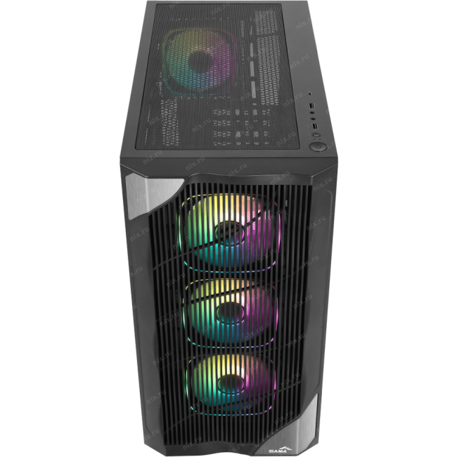 SAMA V42-BKAMA4X1-GL Корпус ПК без блока питания/ Case SAMA V42 Black, Midi-Tower, TG, 4x120mm ARGB, 2xUSB 3.0 + 1xUSB — фото 1