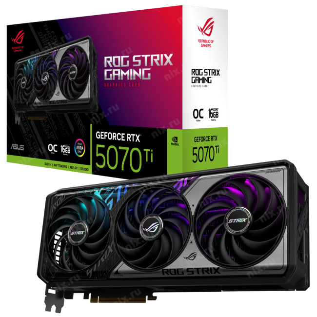 ASUS ROG Strix ROG-STRIX-RTX5070TI-O16G-GAMING (GeForce® RTX 5070 Ti) 16 Гб, GDDR7, 256 бит, PCI Express, 3xDP,2xHDMI,1xHDMI