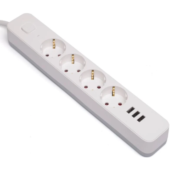 EPS-4-U3-W-2 Сетевой фильтр Гарнизон 2.0 Мультипорт EPS-4-U3-W-2, 4 р, 10А, 3xUSB, 2м, ур. защиты 2+, белый, пакет — фото 1