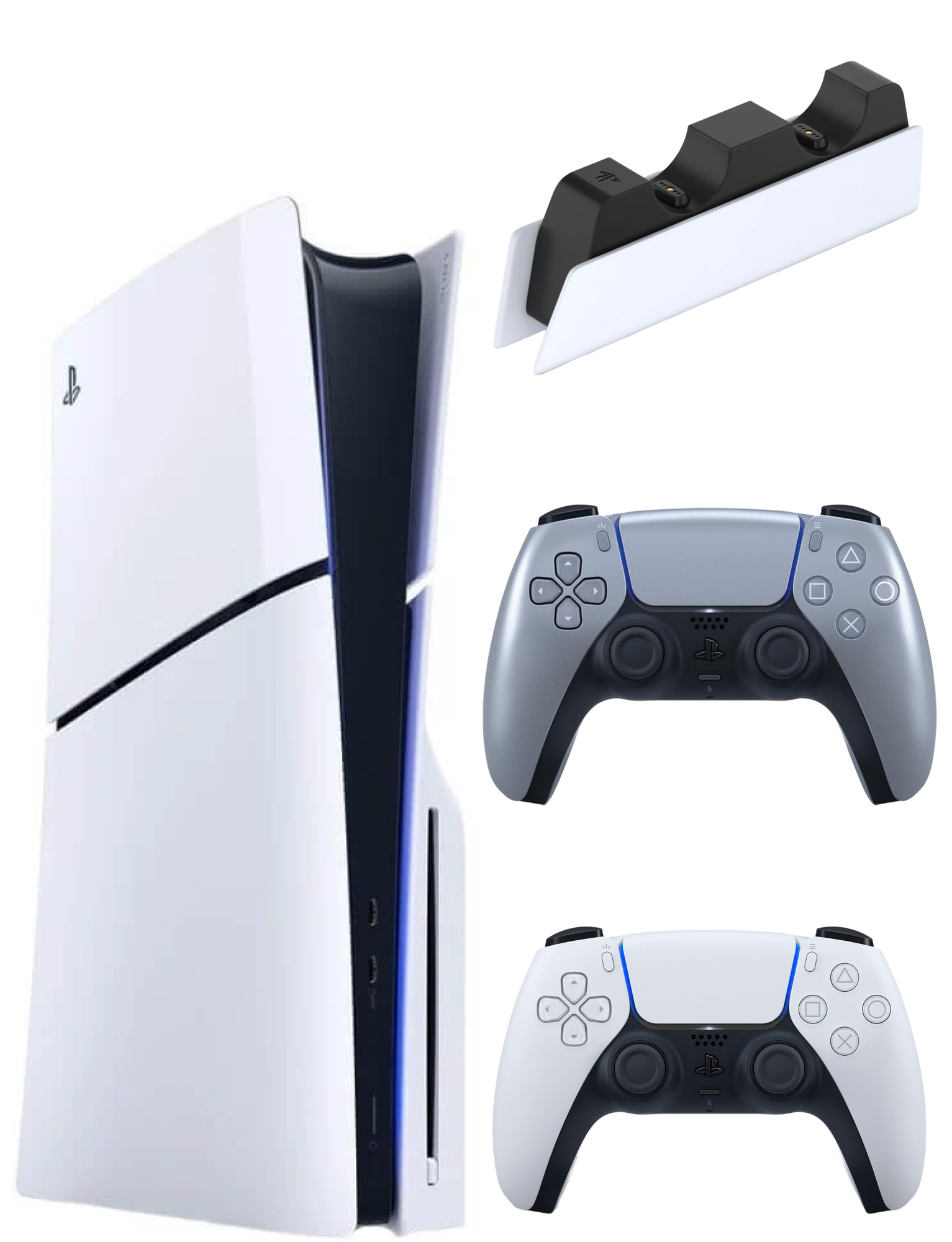 Игровая приставка Sony PS5 Slim Disc Edition 1TB (c дисководом)+2-ой геймпад(серебряный) и зарядная станция