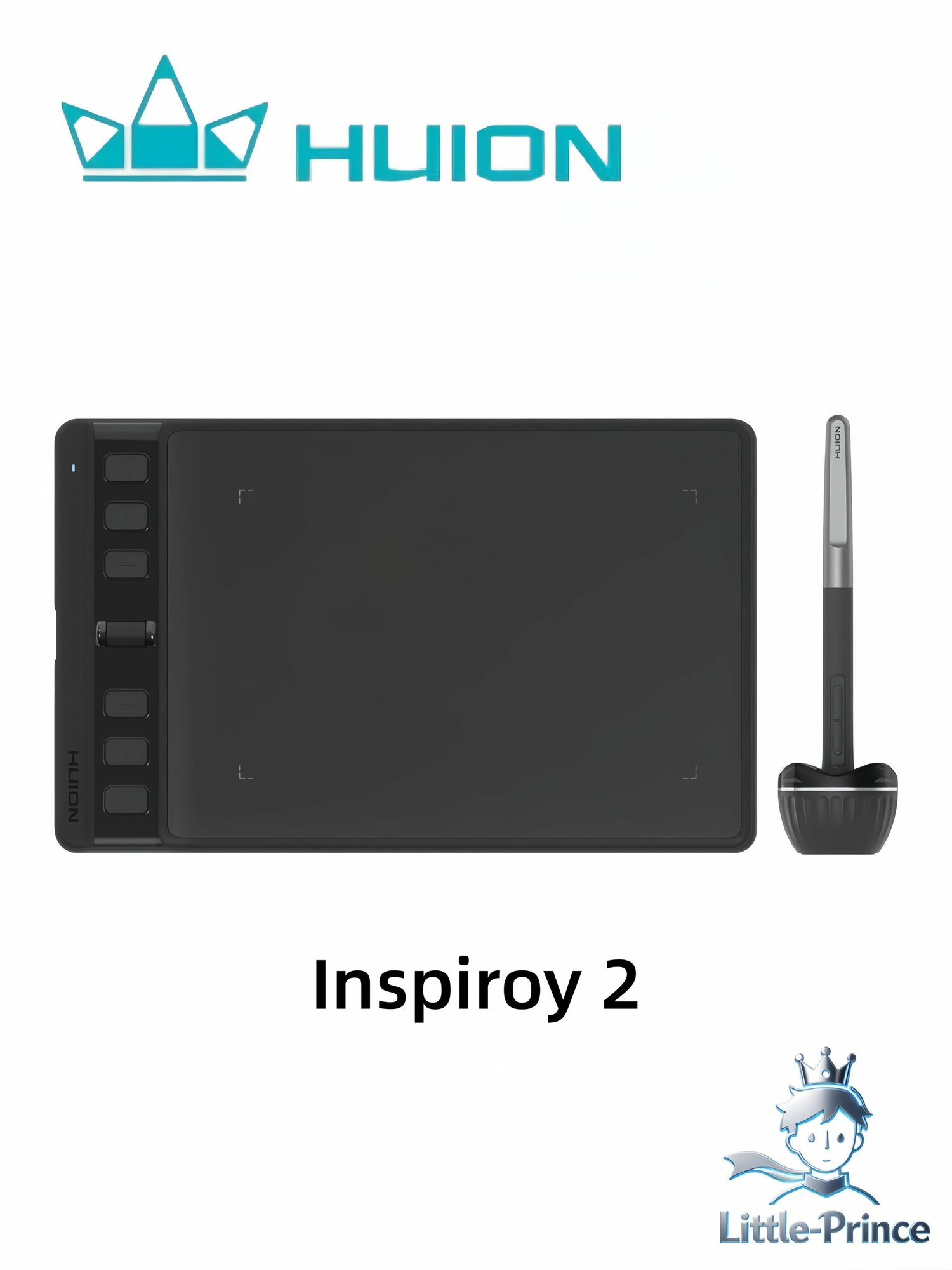 Графический планшет Inspiroy 2 чертежная доска, Пассивное твердое перо PW110, настраиваемые сочетания клавиш*6, с колесом прокрутки, 8192 уровня чувствительности к нажатию, черный, темно-розовый