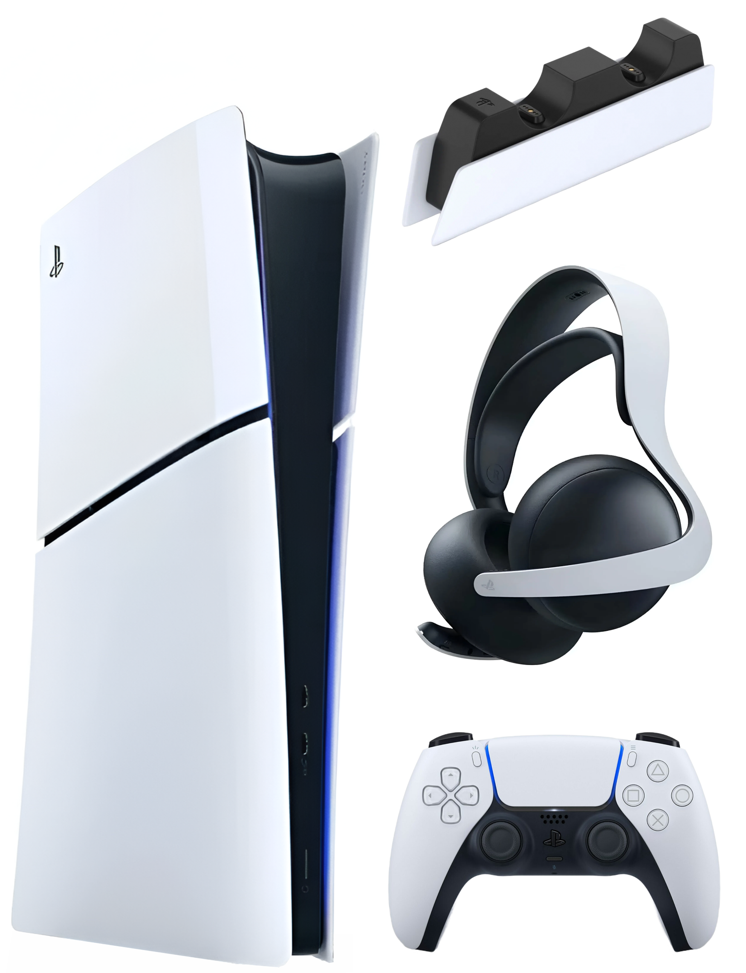 Игровая приставка Sony PlayStation 5 PS5 Slim Digital, 825ГБ (без дисковода)+зарядная станция и наушники Pulse Elite