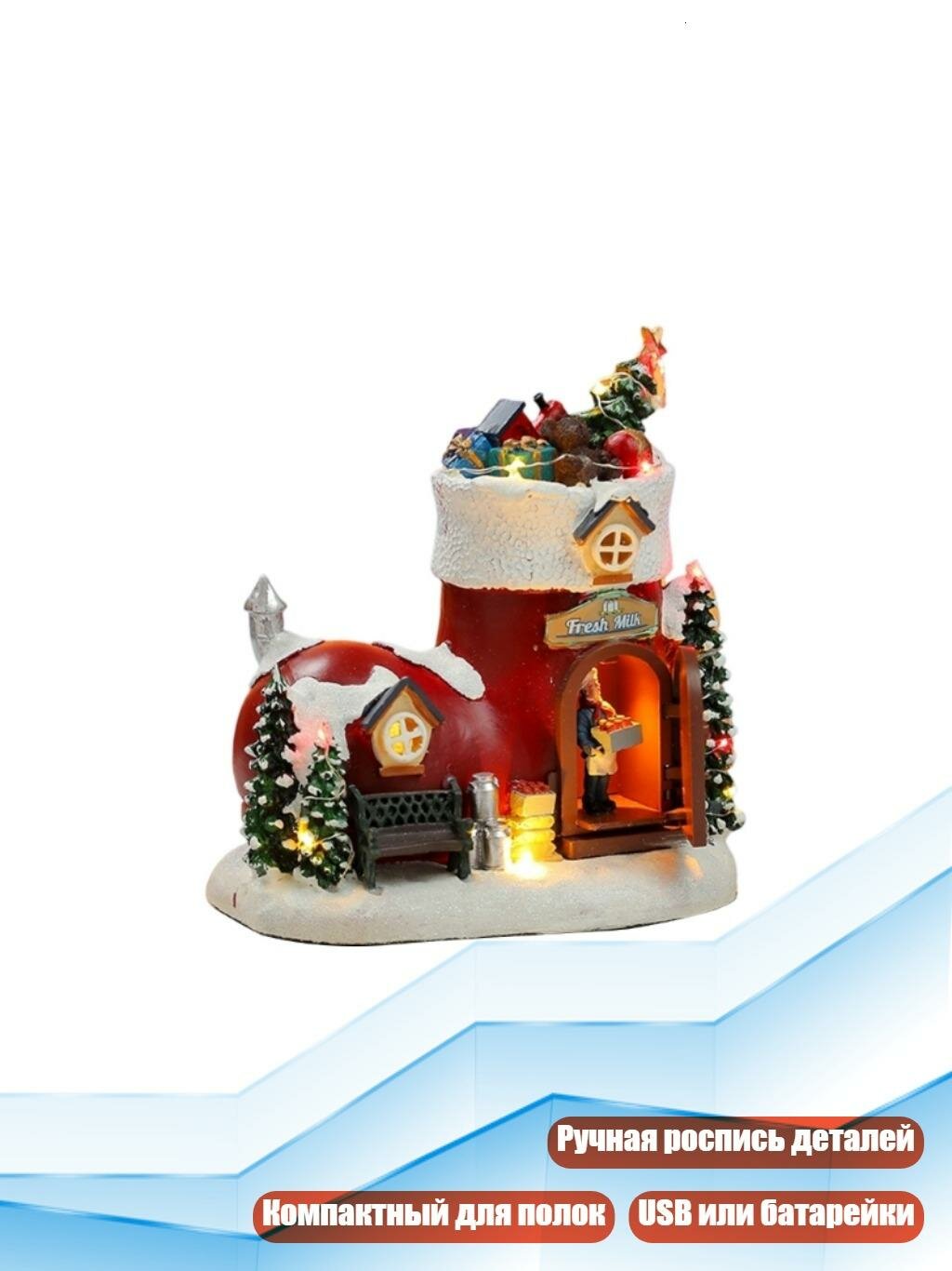 Рождественская полка с музыкой и тёплым светом, C