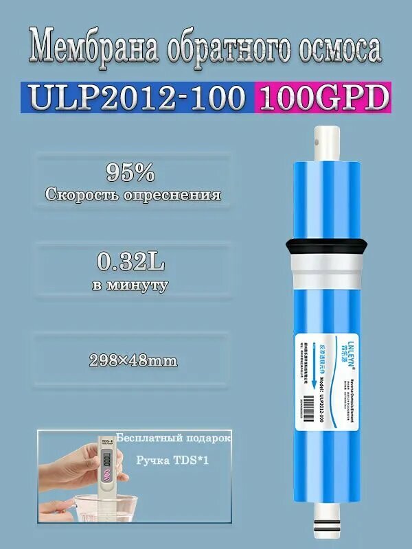 100GPD Мембрана обратного осмоса ULP2012-100/19.2 л на один час, совместима с другими марками