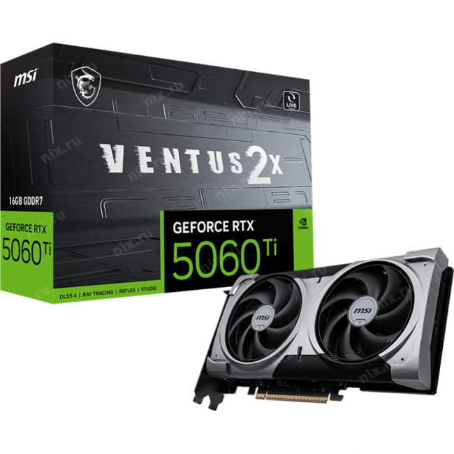 MSI RTX 5060 Ti 16G VENTUS 2X PLUS (GeForce® RTX 5060 Ti) 16 Гб, GDDR7, 128 бит, PCI Express, 3xDP,1xHDMI