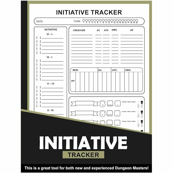 Initiative Tracker Logbook: For Encounter RPG Games, Fast Combat Organization, Tracking HP, Conditions, Player and Enemy Stats – 8.5” x 11” 100+ Pages，Reprinted paperback book