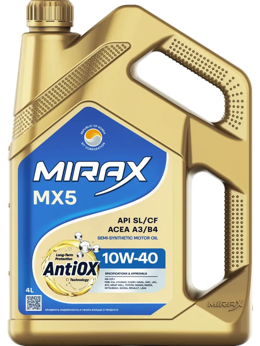 Моторное масло MIRAX MX5 10W40 4л