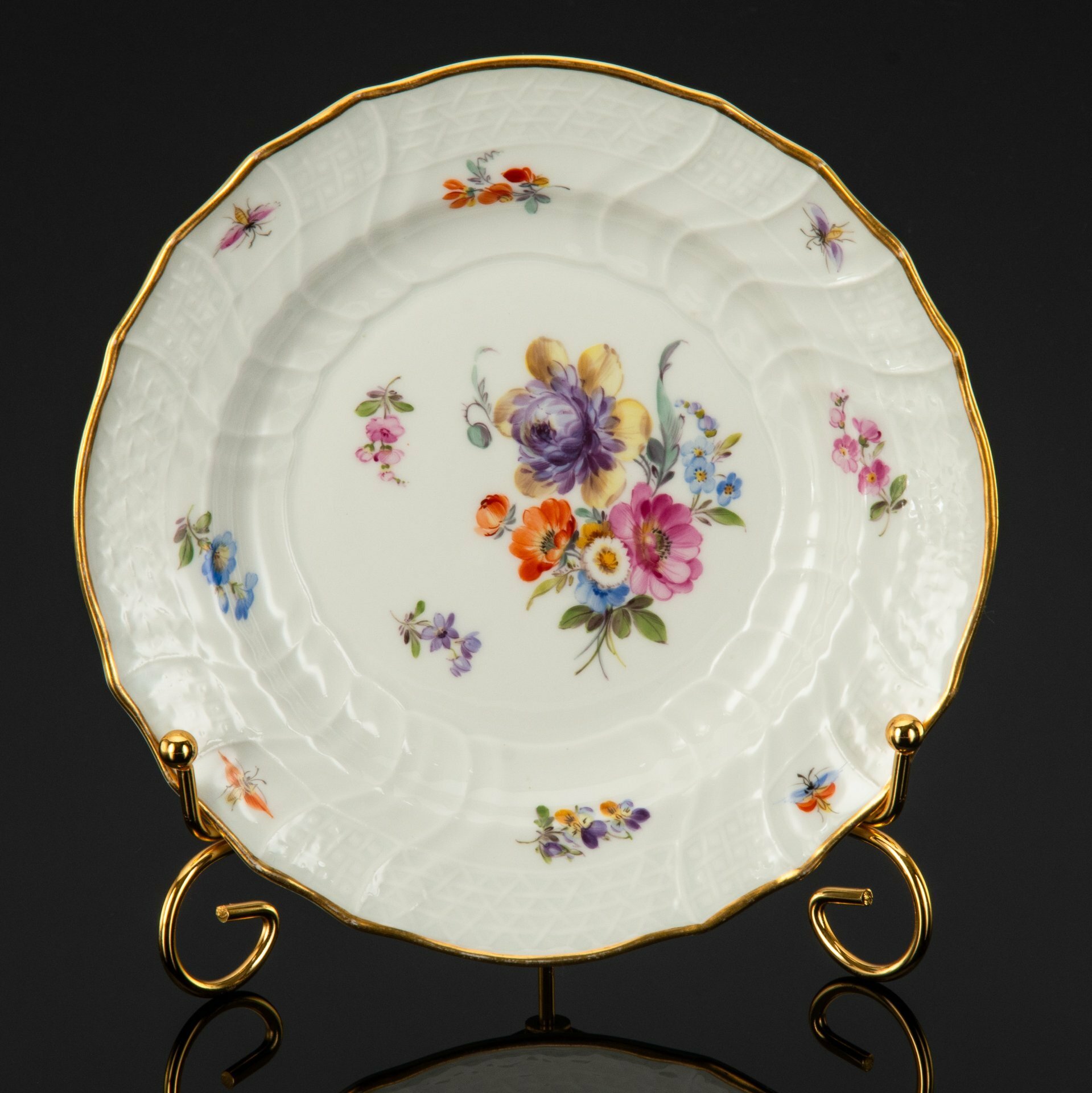 Тарелка десертная (пирожковая) "Мейсенский букет", Meissen (Мейсенский фарфор)
