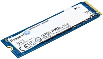 Накопитель SSD KINGSTON 2Tb NV3 (M.2 2280 PCI-E Gen4 x4, NVMe, R/W 6000/5000MB/s, 640TBW, RTL) (SNV3S/2000G)