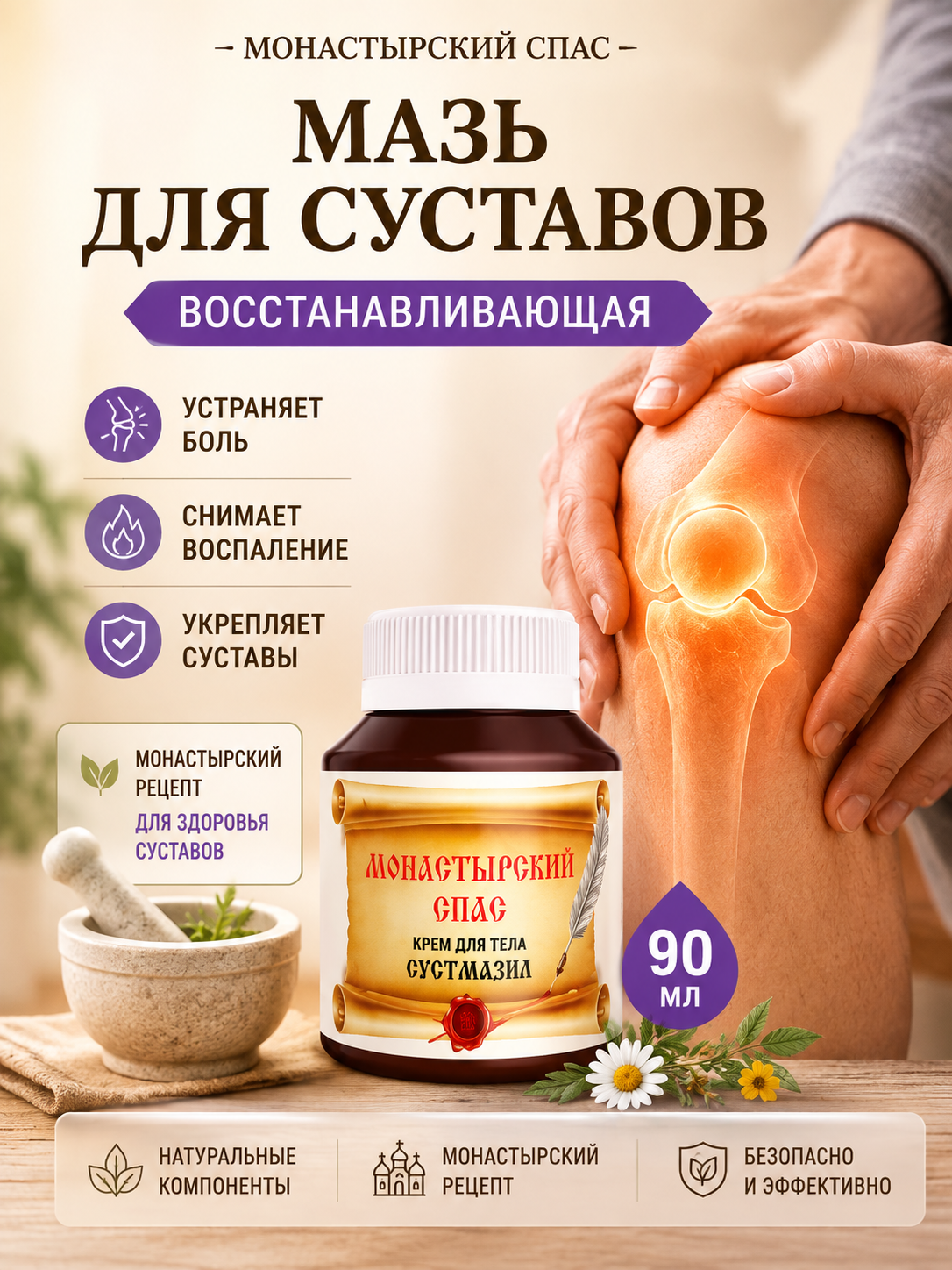 Крем для суставов от артрита, артроза, радикулита монастырский спас. Чудо мазь сустмазил 90мл / лучикс