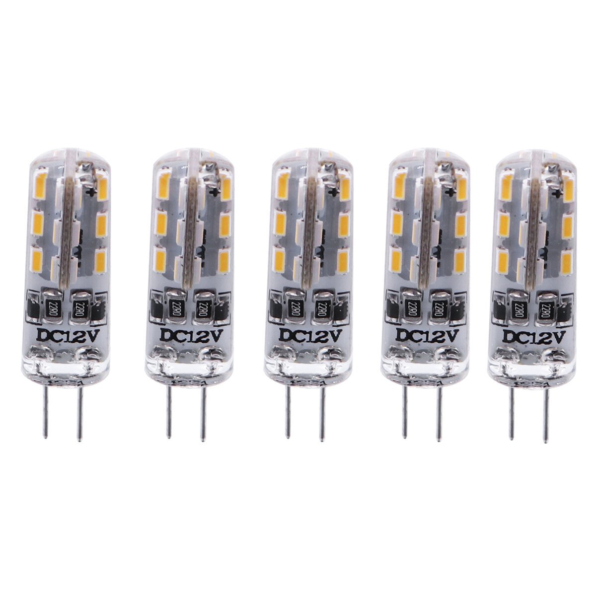 Led лампы g4 12в 1.5вт 24 smd 3014 теплый белый свет набор из 5 штук