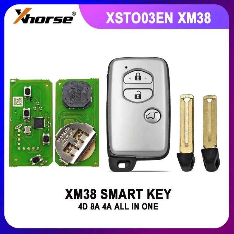 Умный ключ-пульт Xhorse XM38 4D 8A 4A All in One для Toyota Lexus: XSTO03EN, Silver 3 Hatch BT