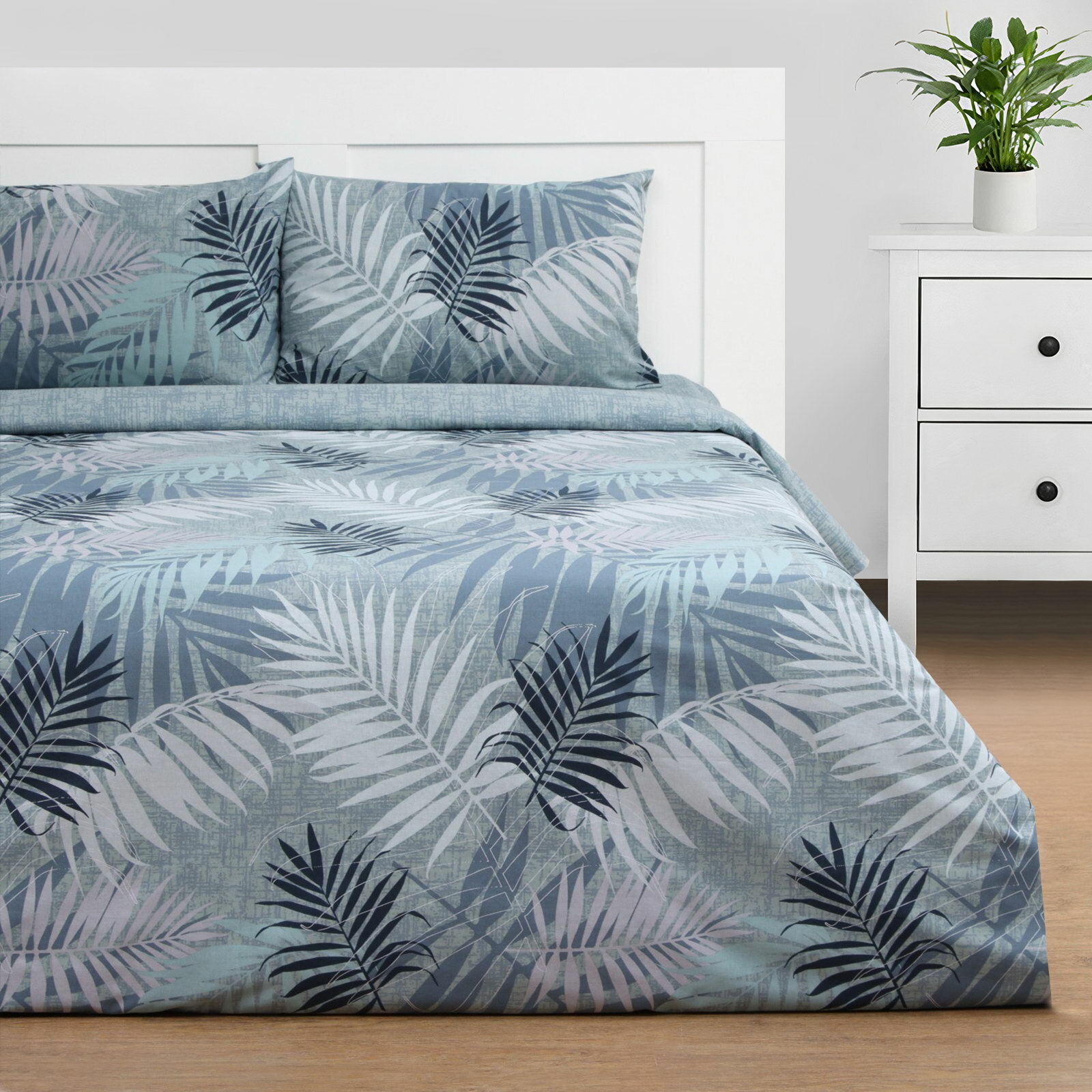 Постельное бельё евро Areca palm, поплин, сезон: весна, размер простыни, см: 220 x 240