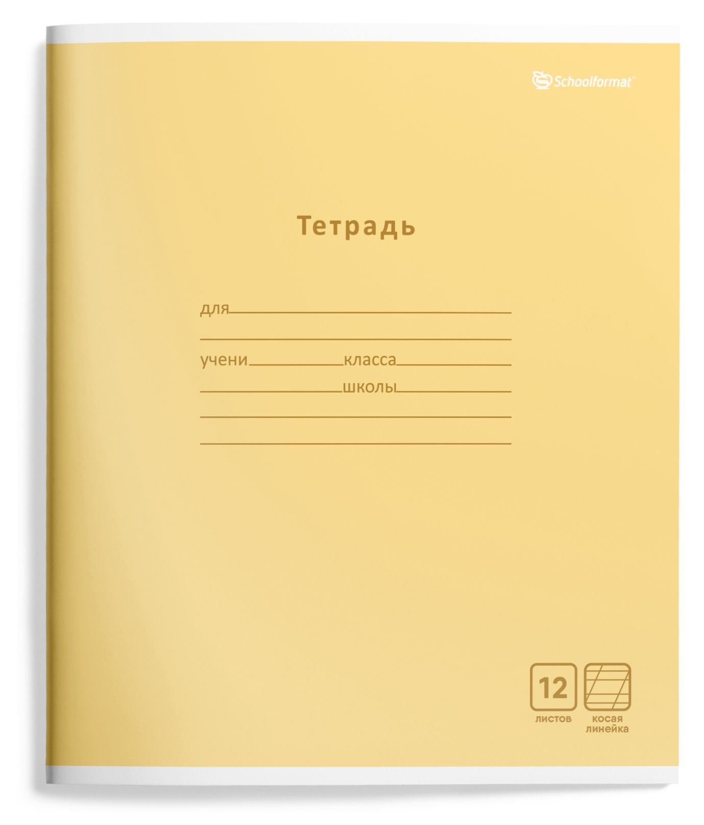 Тетрадь 12 л. косая линия Schoolformat монотонные цвета мелованный картон, ВД-лак 1 шт