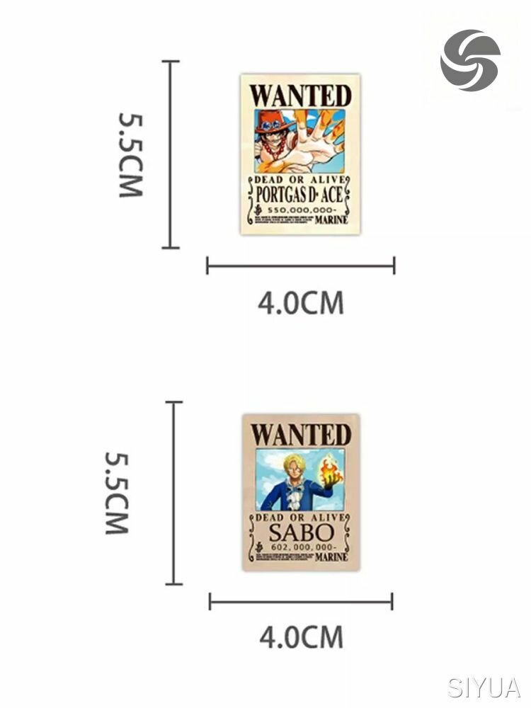 Наклейки One Piece 60 шт набор стикеров Wanted для бутылок тетрадей ноутбуков — фото 1