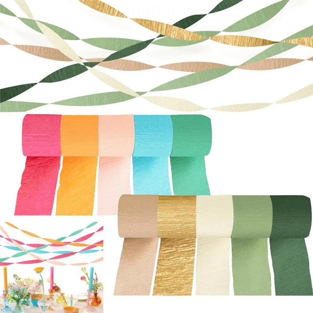 Радужные ленты из бумаги 4,5x25 см, набор из 5/10 шт Random 10 colors