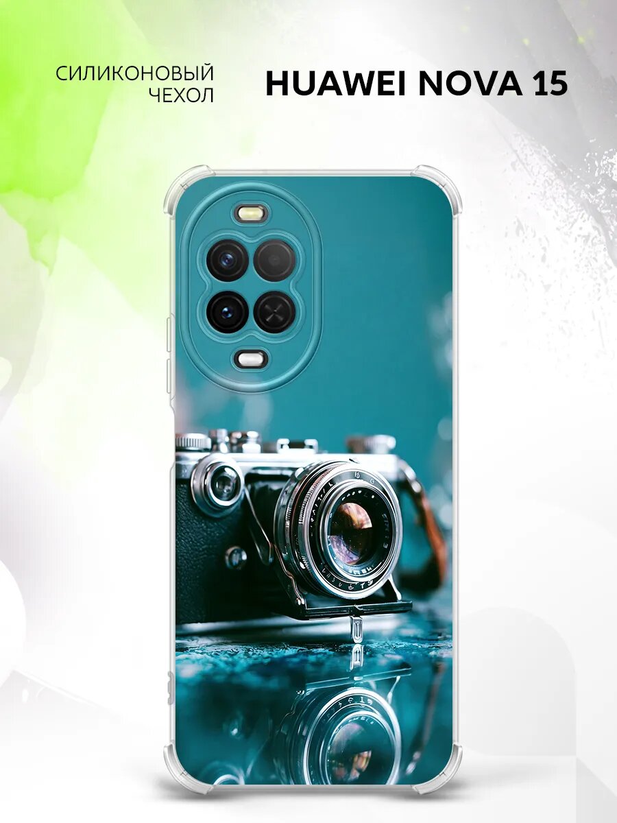 Чехол на Huawei Nova 15, Хуавей Нова 15 бампер, противоударный, с принтом ретро фотокамера