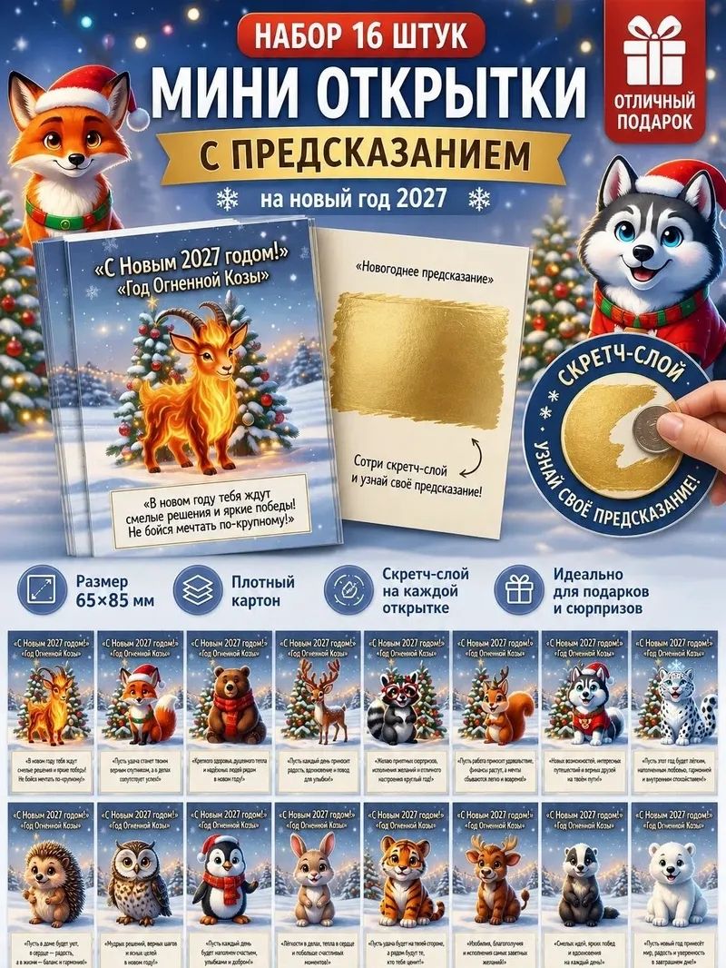 Новогодние мини открытки с предсказанием