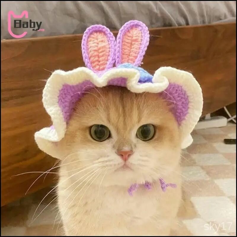 Шапка для кошек и собак мелких пород Головной убор для домашних животных, плетеная шляпа, косплейный реквизит