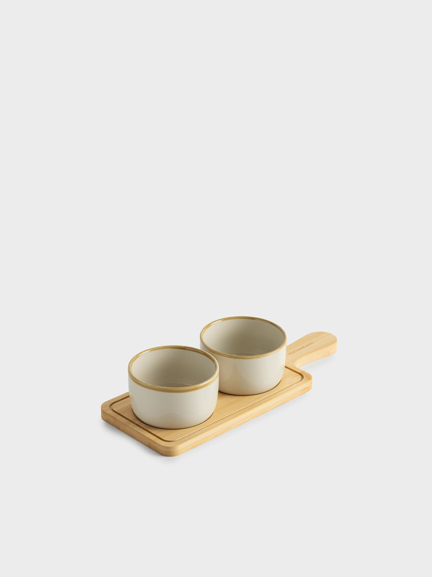Набор для закусок, 2 пр, на подставке, керамика K/бамбук, молочный, Bamboo