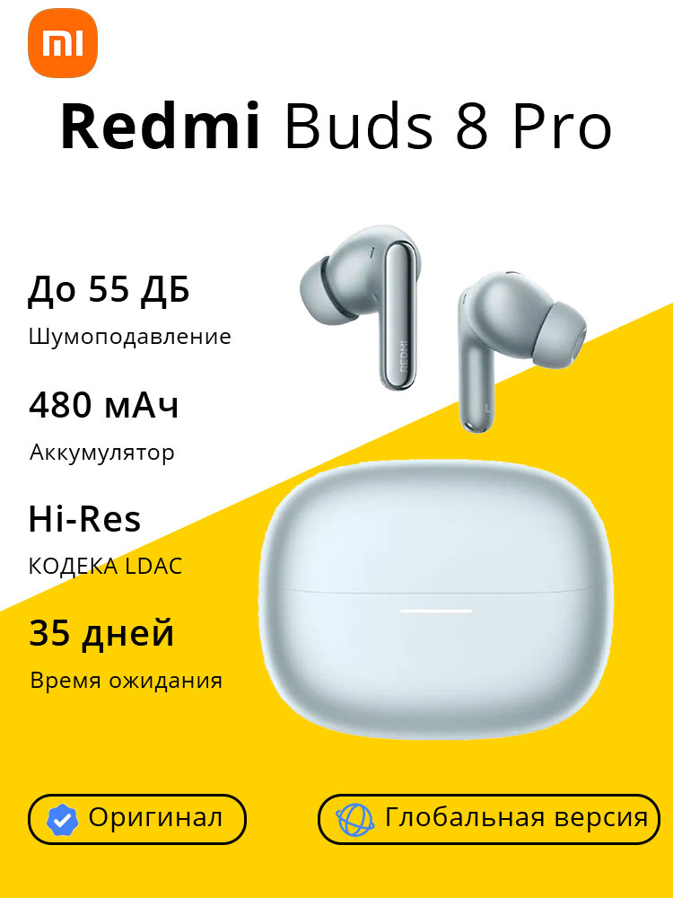 Наушники Redmi Buds 8 Pro, Глобальная версия, Bluetooth, USB Type-C, синий