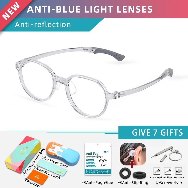 CLLOIO Polygon Sporty Детские очки с коррекцией C6-Transparent Gray