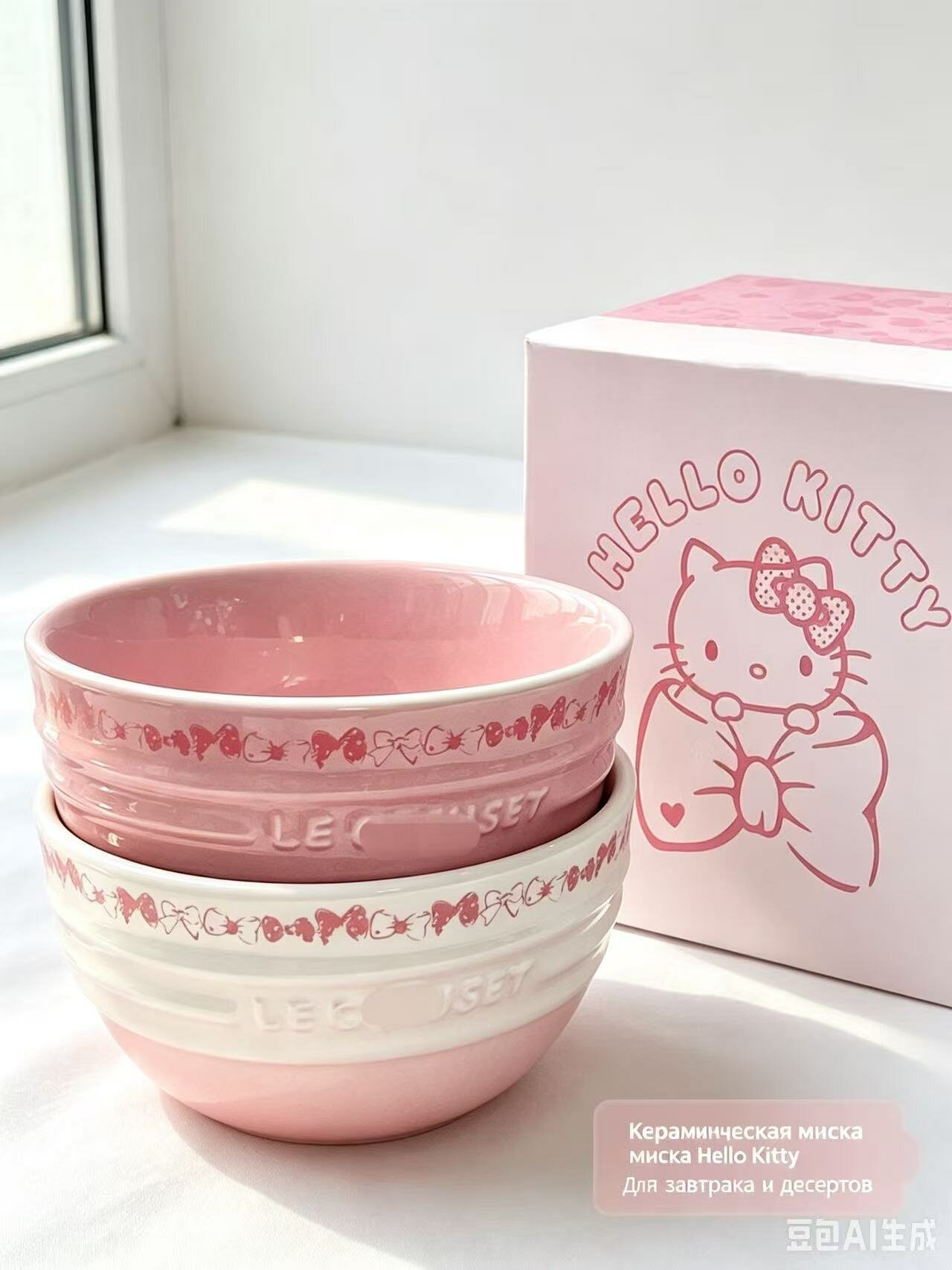 Миска для риса "Kitty", фарфор, мытьё в посудомойке, подарочная упаковка, 2 шт.