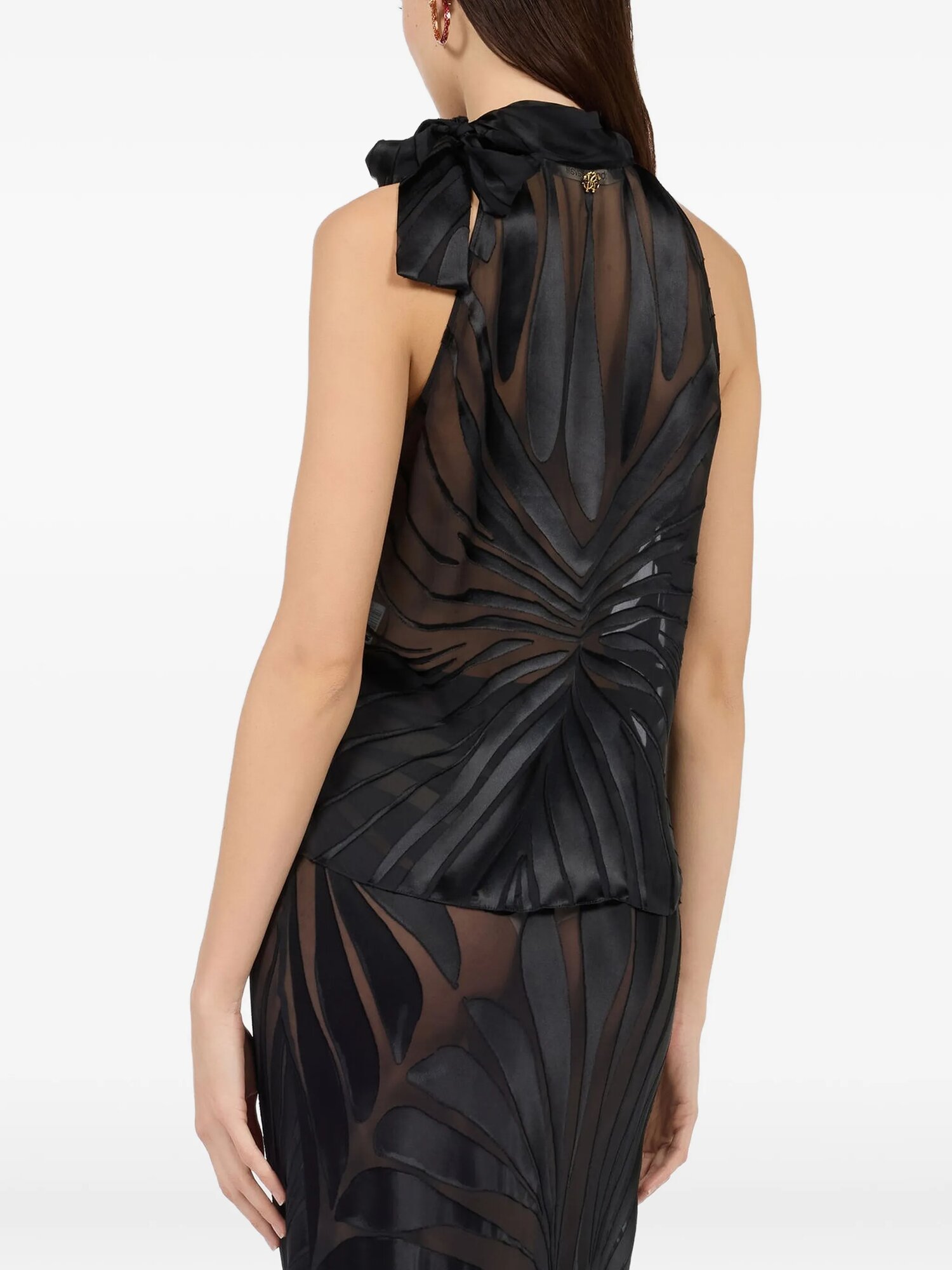 Топ Roberto Cavalli Ray-pattern bow-detail top, размер 40 — фото 1